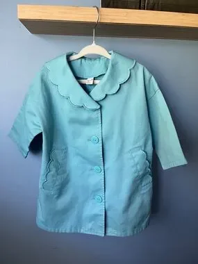 Jackets & Coats | Scallop Collar Short Sleeve Jacket In Light Blue ...